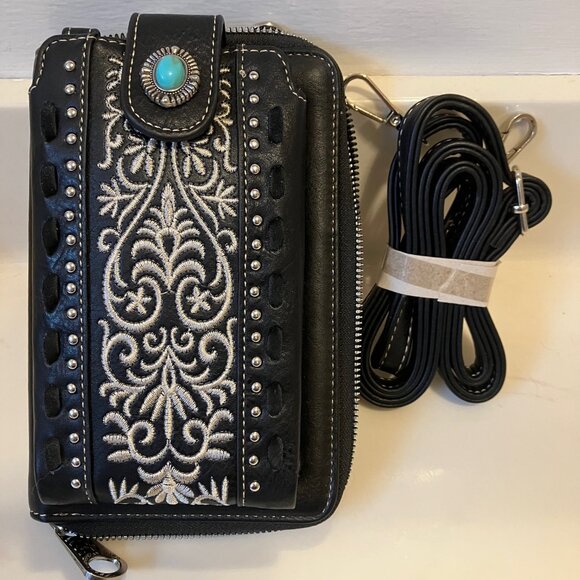 American Bling | Bags | Nwot American Bling Black Pu Leather Crossbody ...
